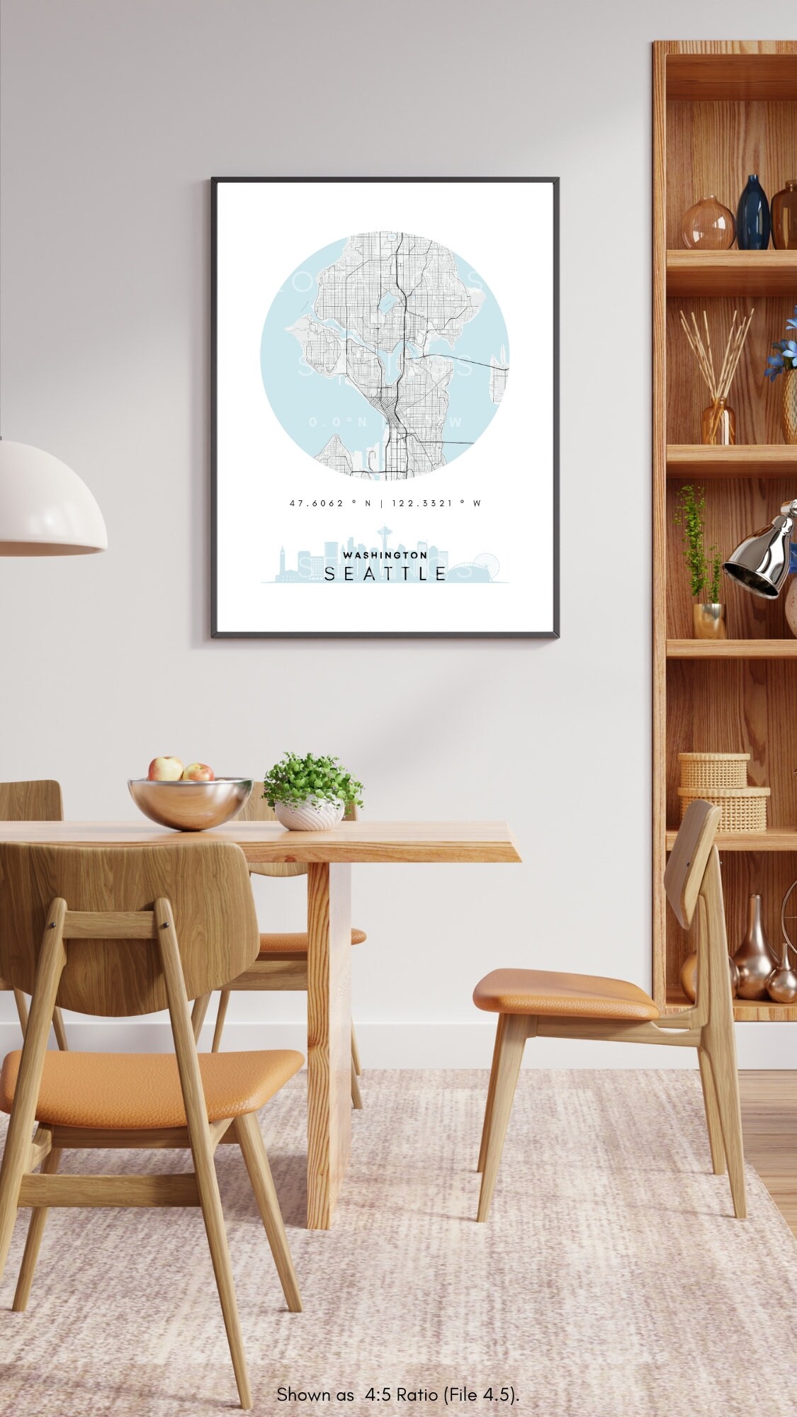 Seattle Skyline Map Seattle Washington Seattle Serenity - Etsy