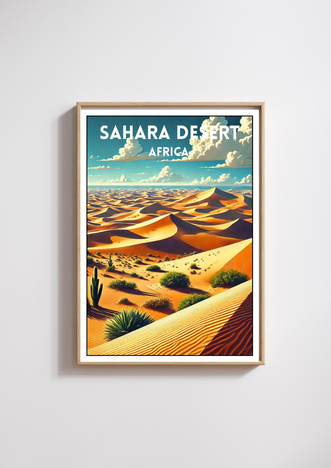 Sahara Desert Poster,africa Landscape Wall Art,scenic Dunes and Camel ...