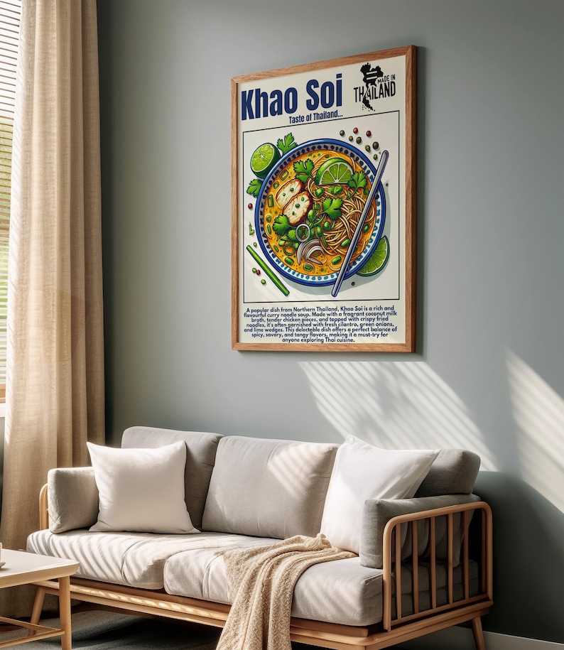 Khao Soi Curry Thai Cuisine Graphic Poster, Kitchen Decor Print ...