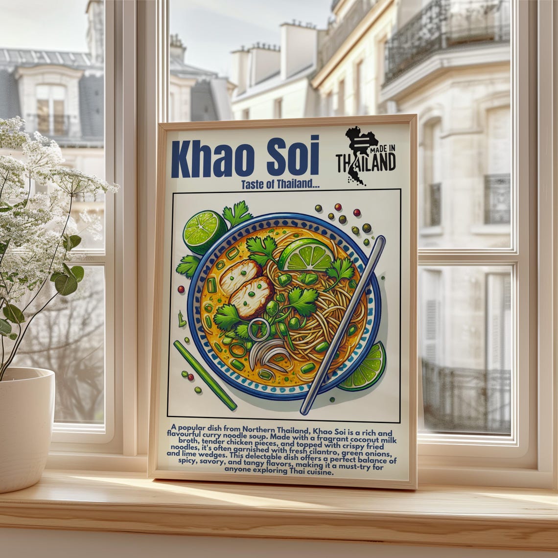 Khao Soi Curry Thai Cuisine Graphic Poster, Kitchen Decor Print ...