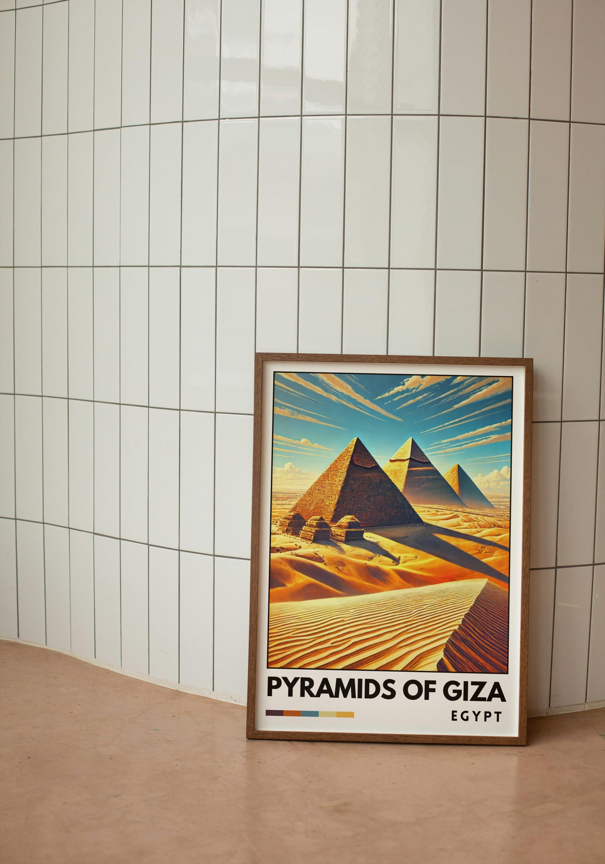Pyramids of Giza Poster,egyptian Desert Art Print,wonder of World Wall ...