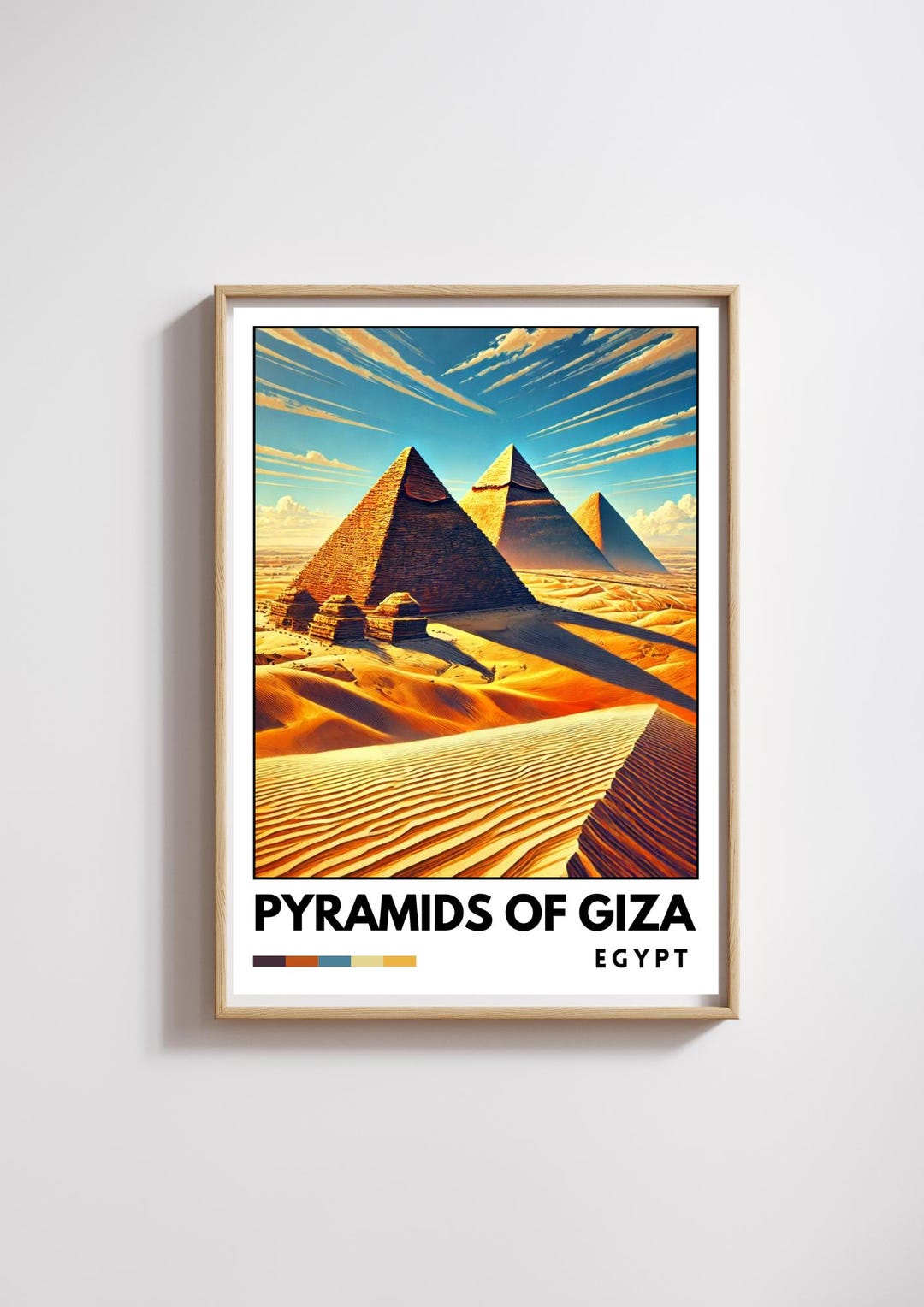 Pyramids of Giza Poster,egyptian Desert Art Print,wonder of World Wall ...