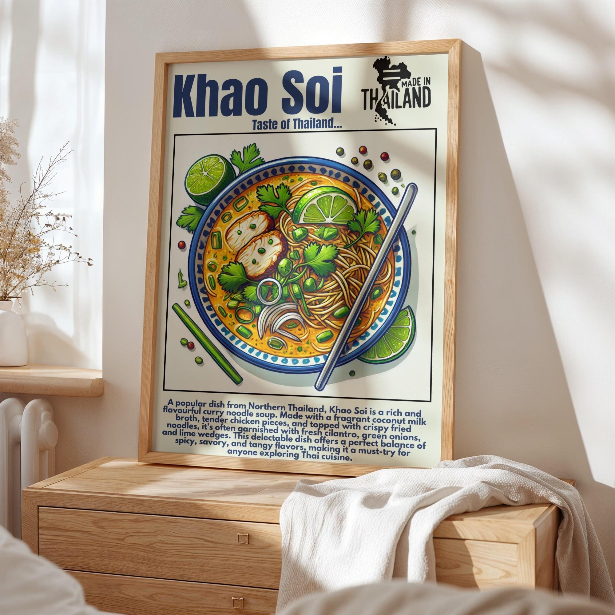 Khao Soi Curry Thai Cuisine Graphic Poster, Kitchen Decor Print ...