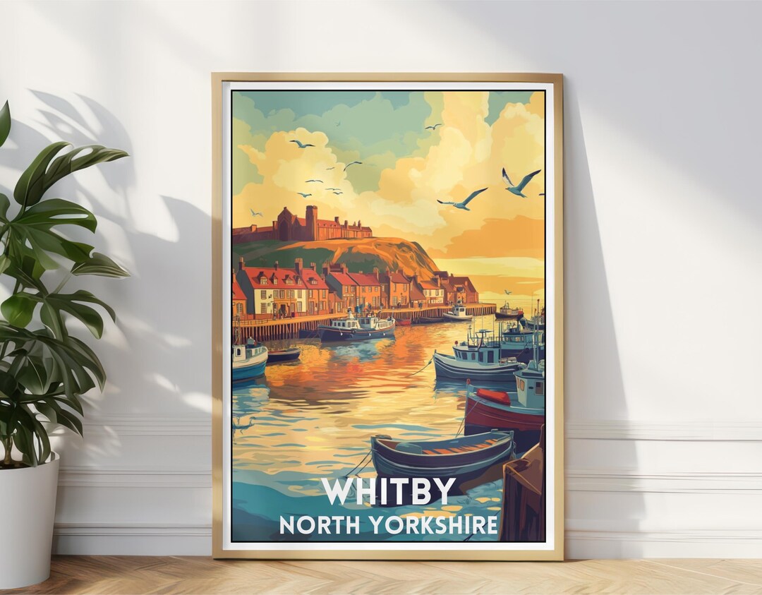 Whitby Travel Poster,vintage Style Coastal Print,north Yorkshire Decor ...