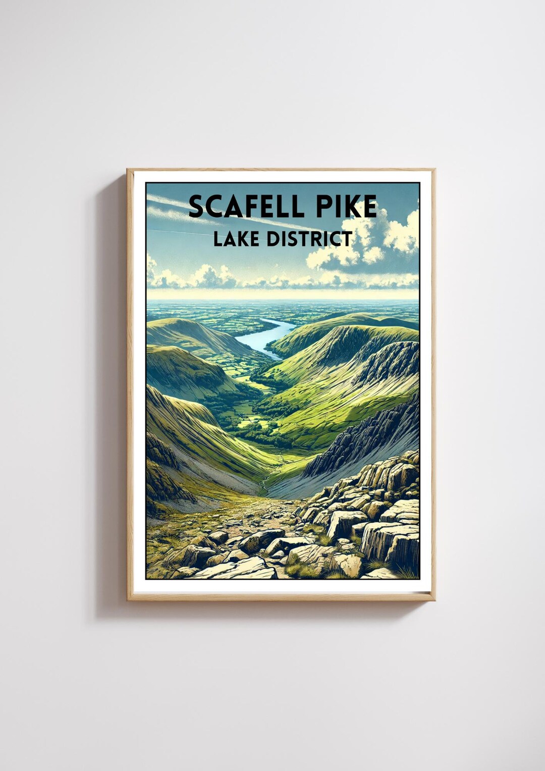 Lake District Scafell Pike Poster, Keswick Print,mountain Decor Wall ...