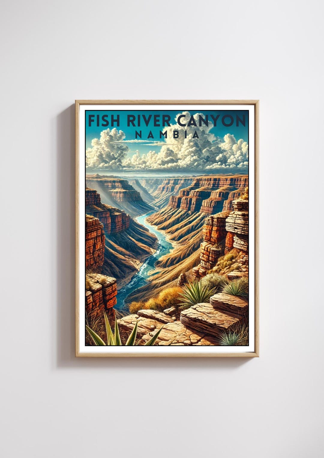 Fish River Canyon Travel Poster,namibia Travel Art Print,african Canyon ...