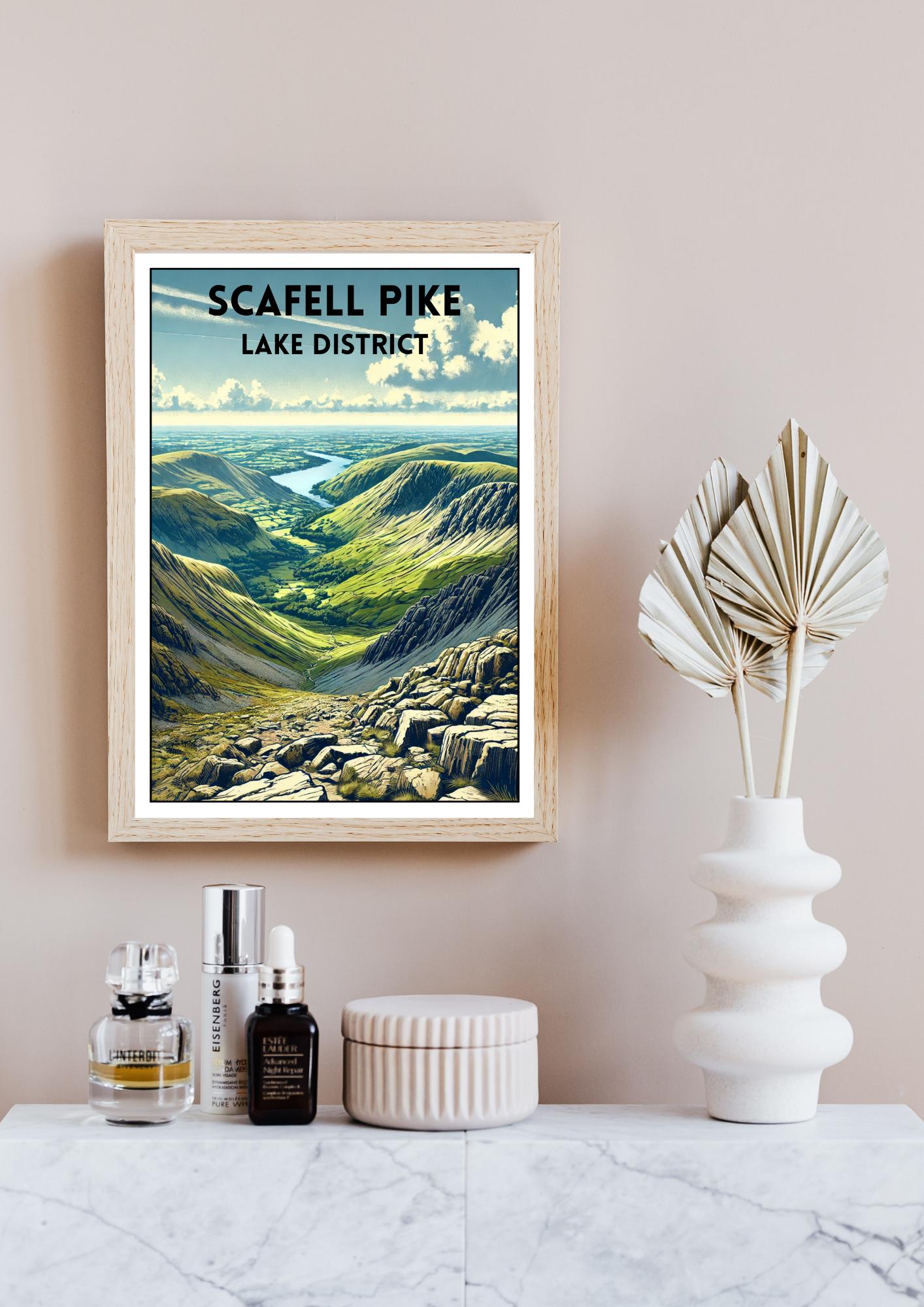 Lake District Scafell Pike Poster, Keswick Print,mountain Decor Wall ...
