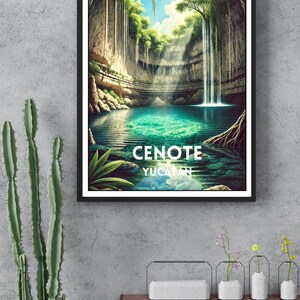 Mexico Cenote Poster, Yucatan Peninsula Print, Mexico Decor Wall Art ...