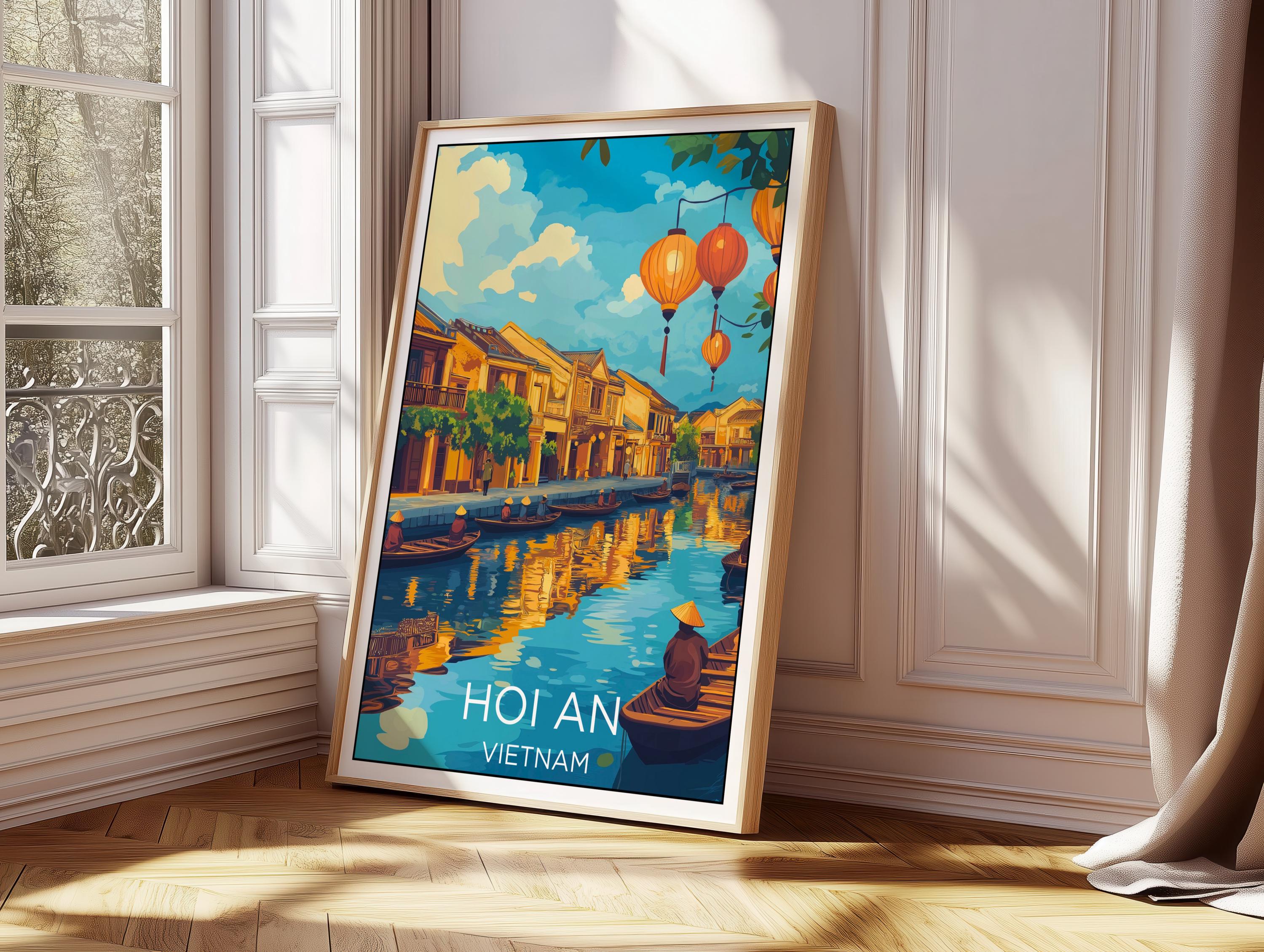 Hoi an Poster, Vietnam Travel Illustration Print, Modern Home Officer ...