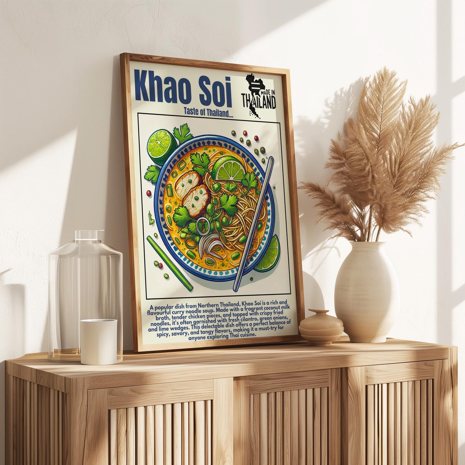 Khao Soi Curry Thai Cuisine Graphic Poster, Kitchen Decor Print ...
