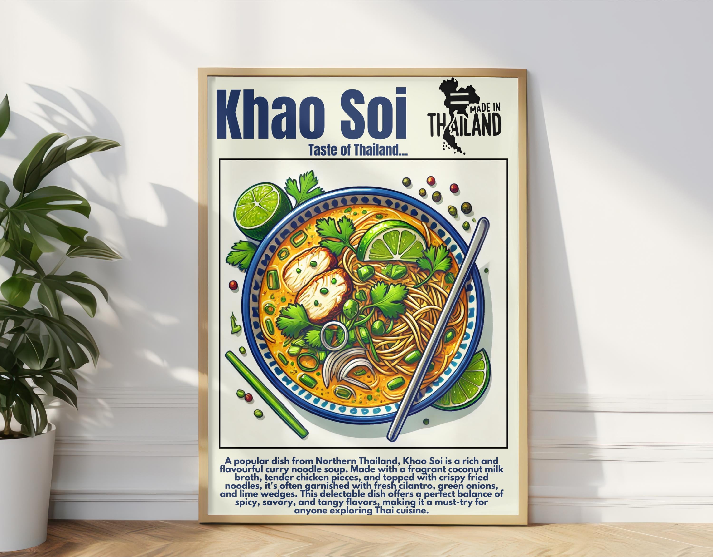 Khao Soi Curry Thai Cuisine Graphic Poster, Kitchen Decor Print ...