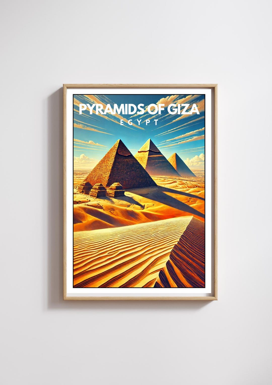 Pyramids of Giza Poster,egyptian Desert Art Print,ancient Wonders Wall ...