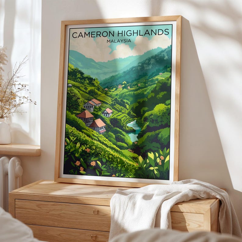 Cameron Highlands Travel Poster,malaysia Print, Pahang Wall Decor ...