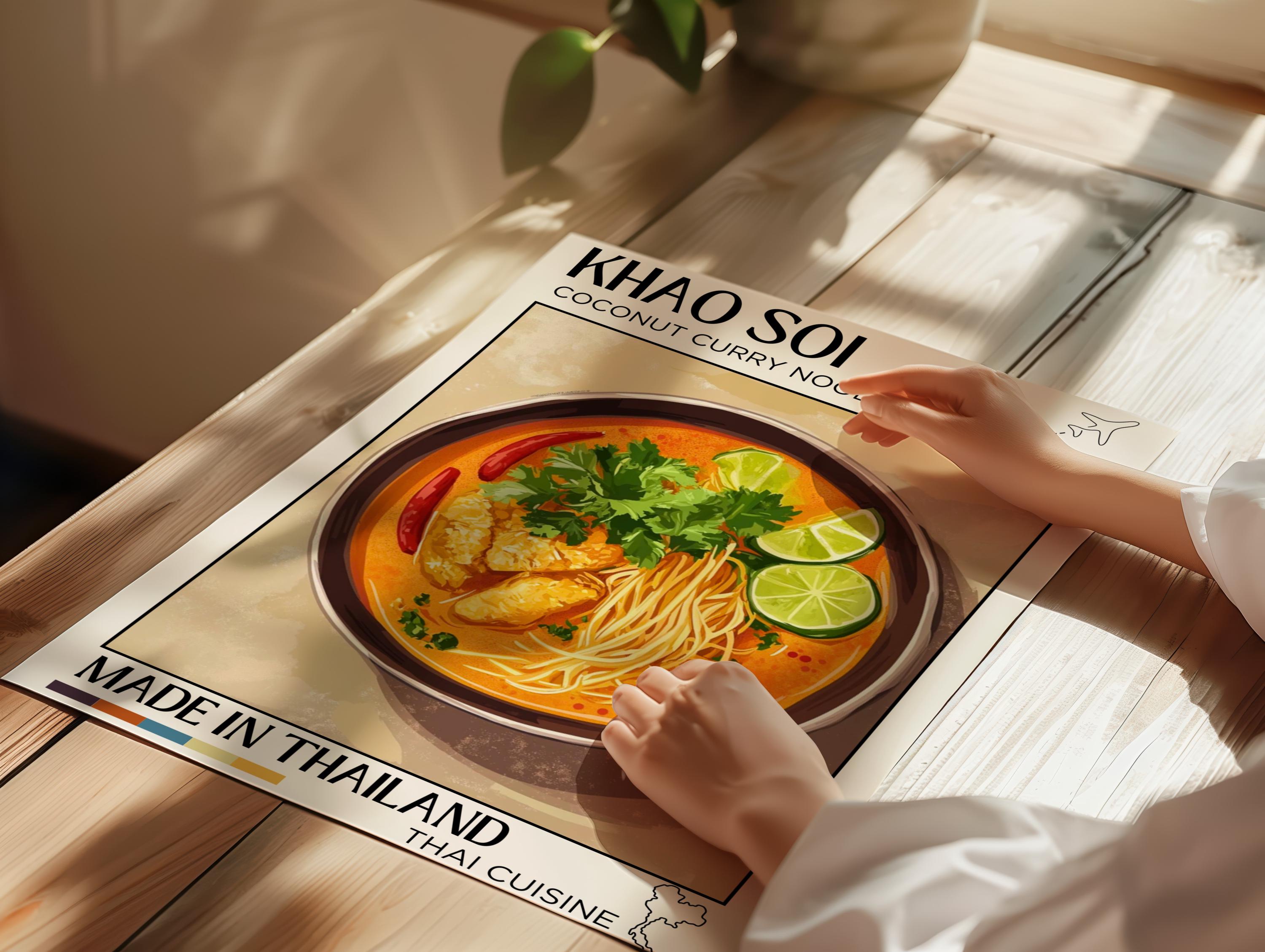 Khao Soi Curry Thai Cuisine Graphic Poster, Thai Curry Print, Thailand ...