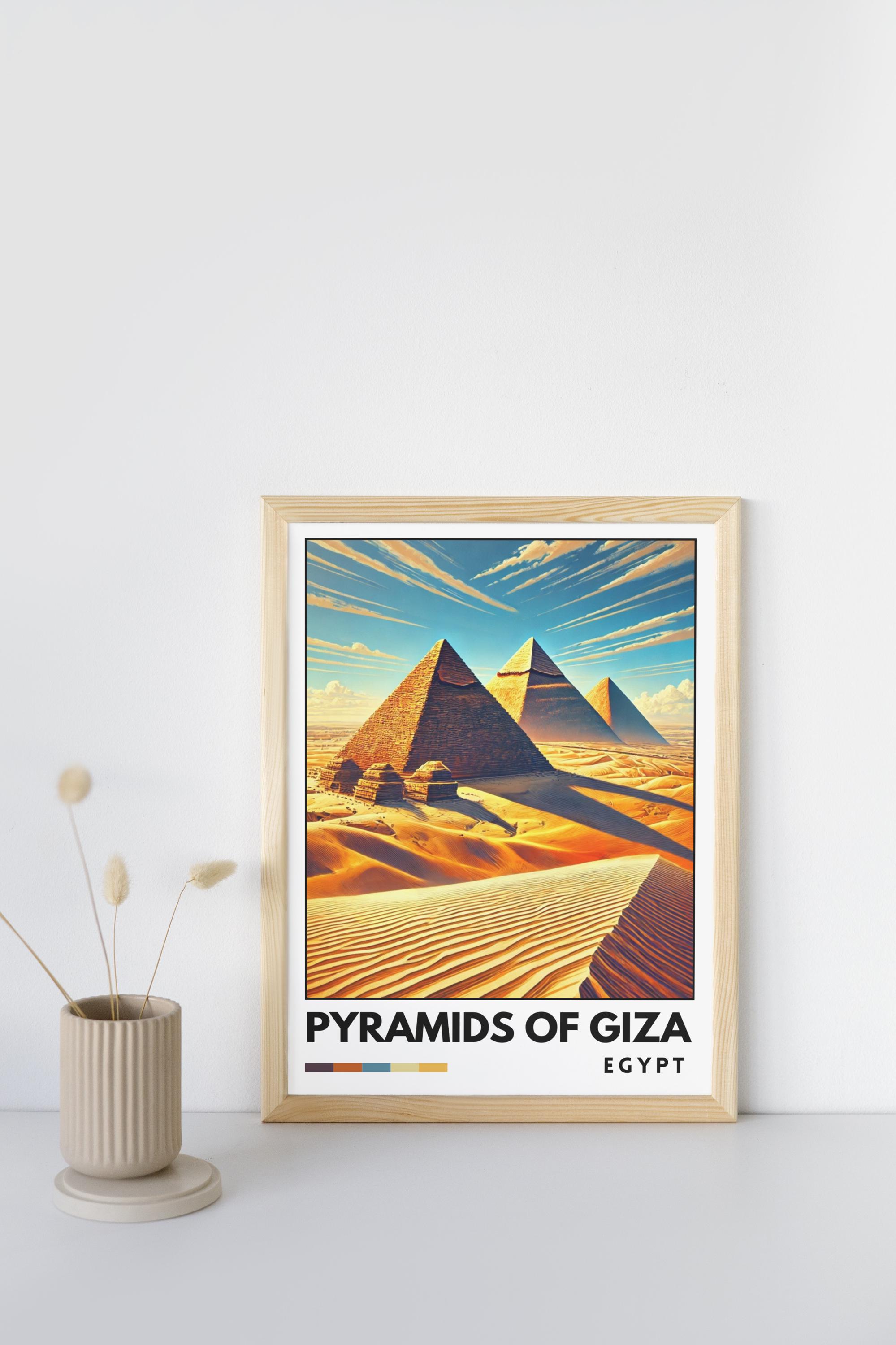 Pyramids of Giza Poster,egyptian Desert Art Print,wonder of World Wall ...