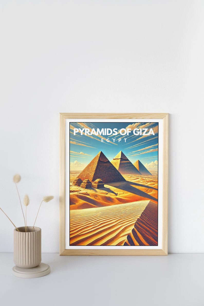 Pyramids of Giza Poster,egyptian Desert Art Print,ancient Wonders Wall ...