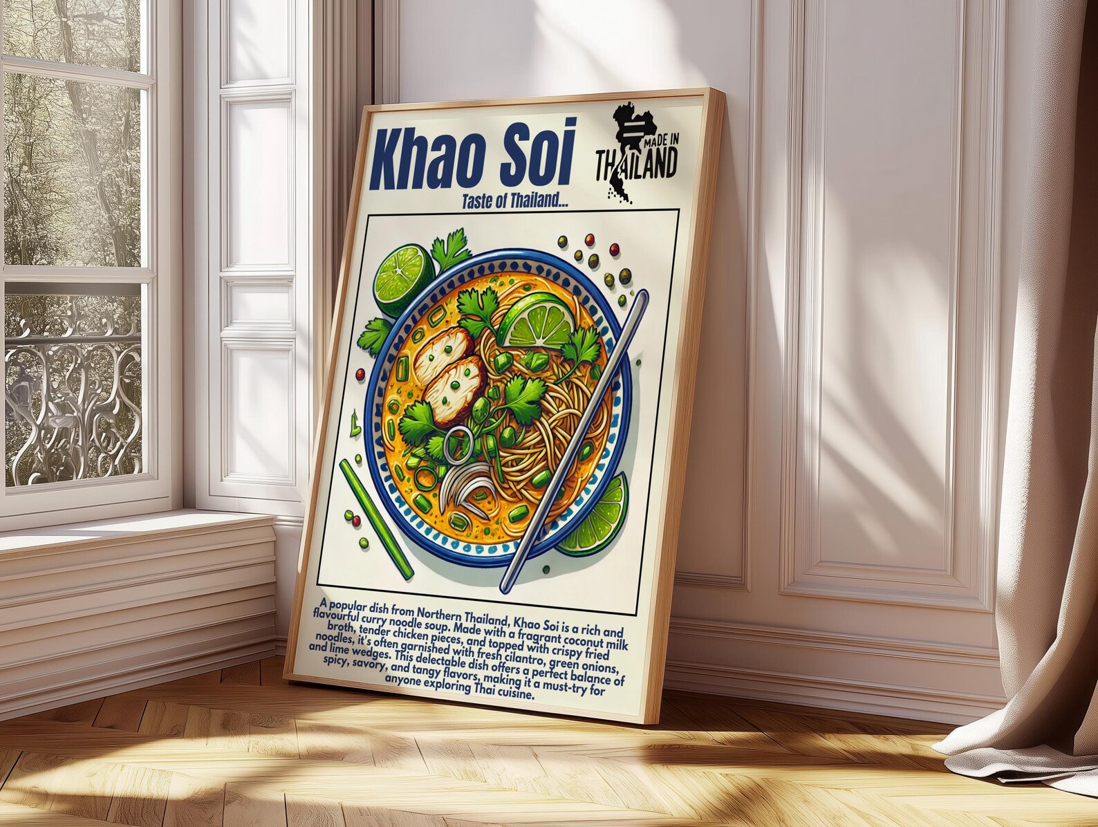 Khao Soi Curry Thai Cuisine Graphic Poster, Kitchen Decor Print ...