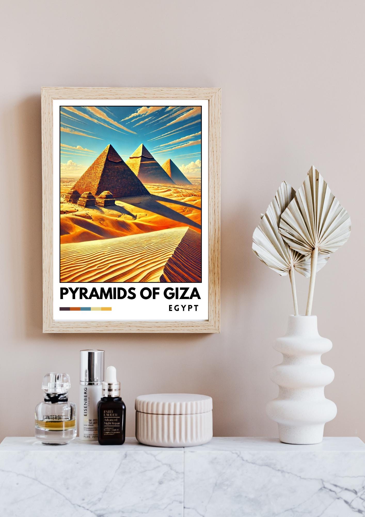 Pyramids of Giza Poster,egyptian Desert Art Print,wonder of World Wall ...