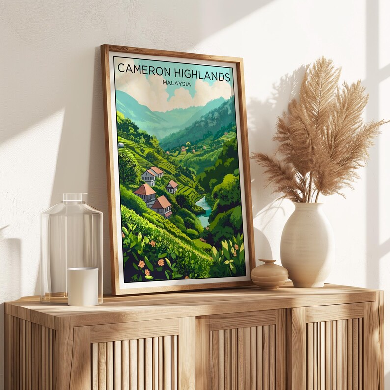 Cameron Highlands Travel Poster,malaysia Print, Pahang Wall Decor ...