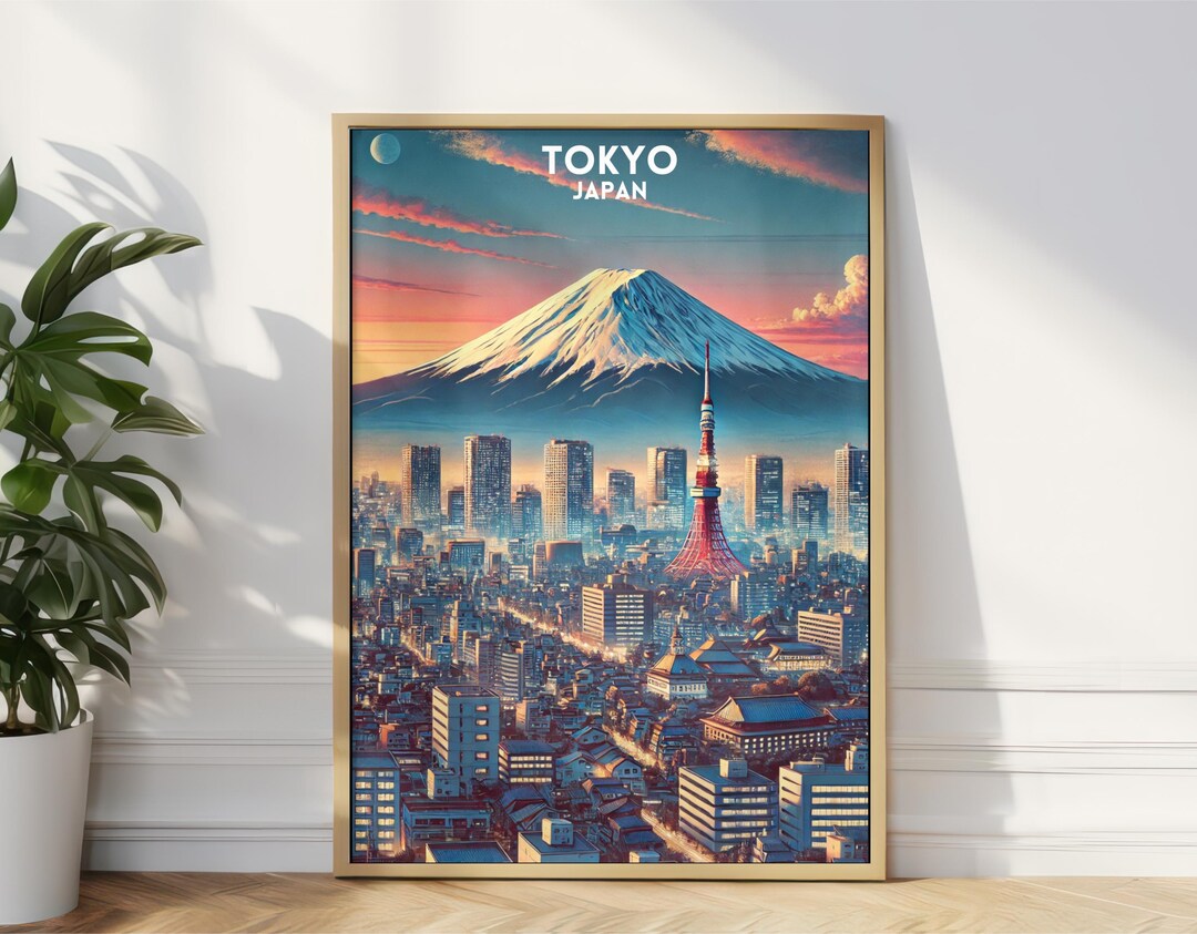 Tokyo Travel Poster,japan Skyline Art Print,tokyo Wall Decor,mount Fuji ...