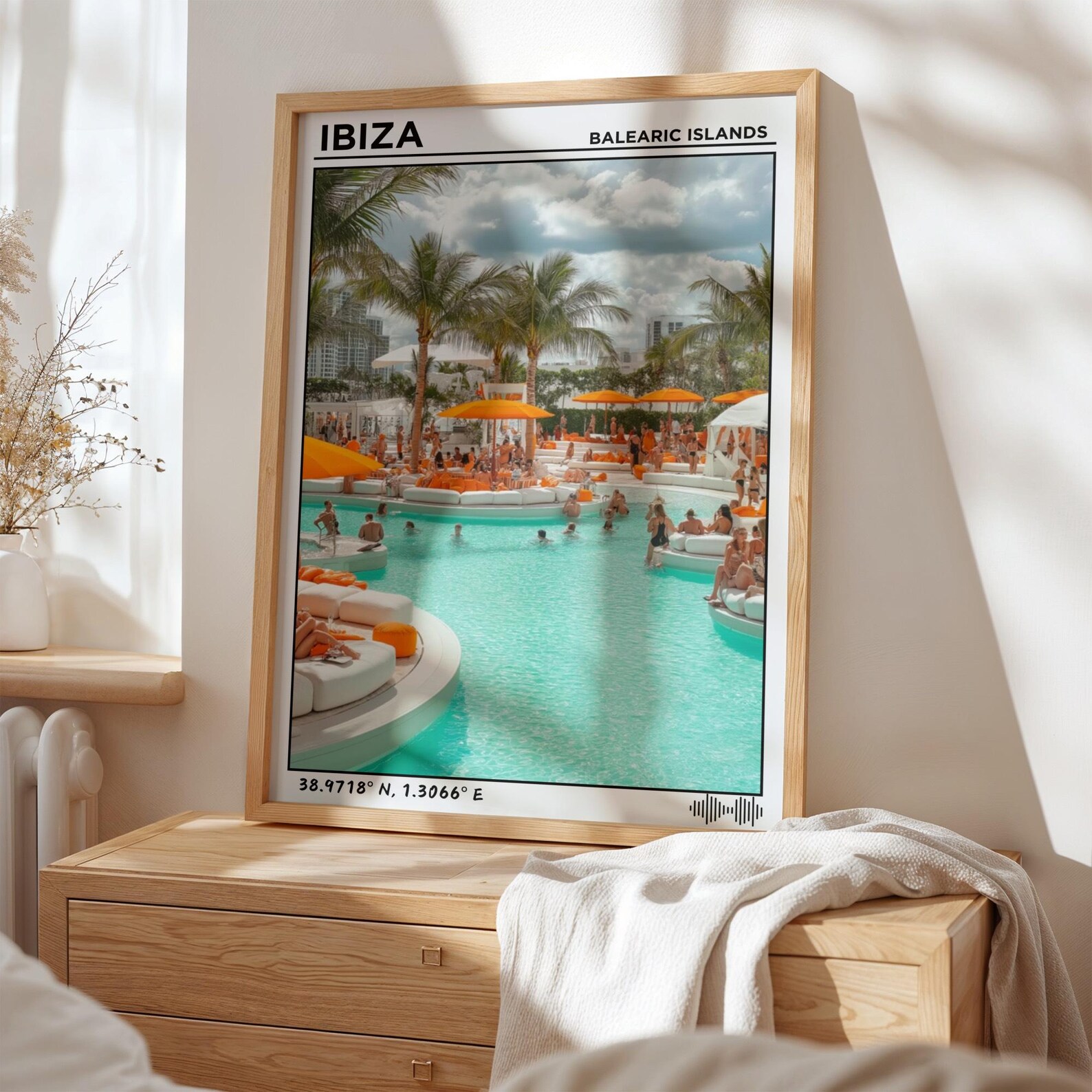 Ibiza Beach Club Party Scene Poster, Balearic Island Poolside Travel ...