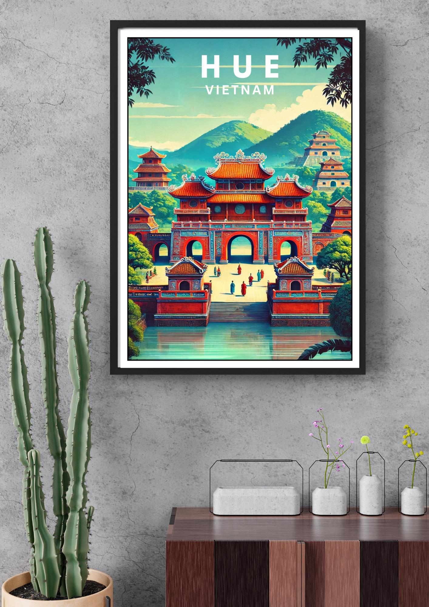 Hue Vietnam Travel Poster,travel Illustrated Wall Art,southeast Asia ...