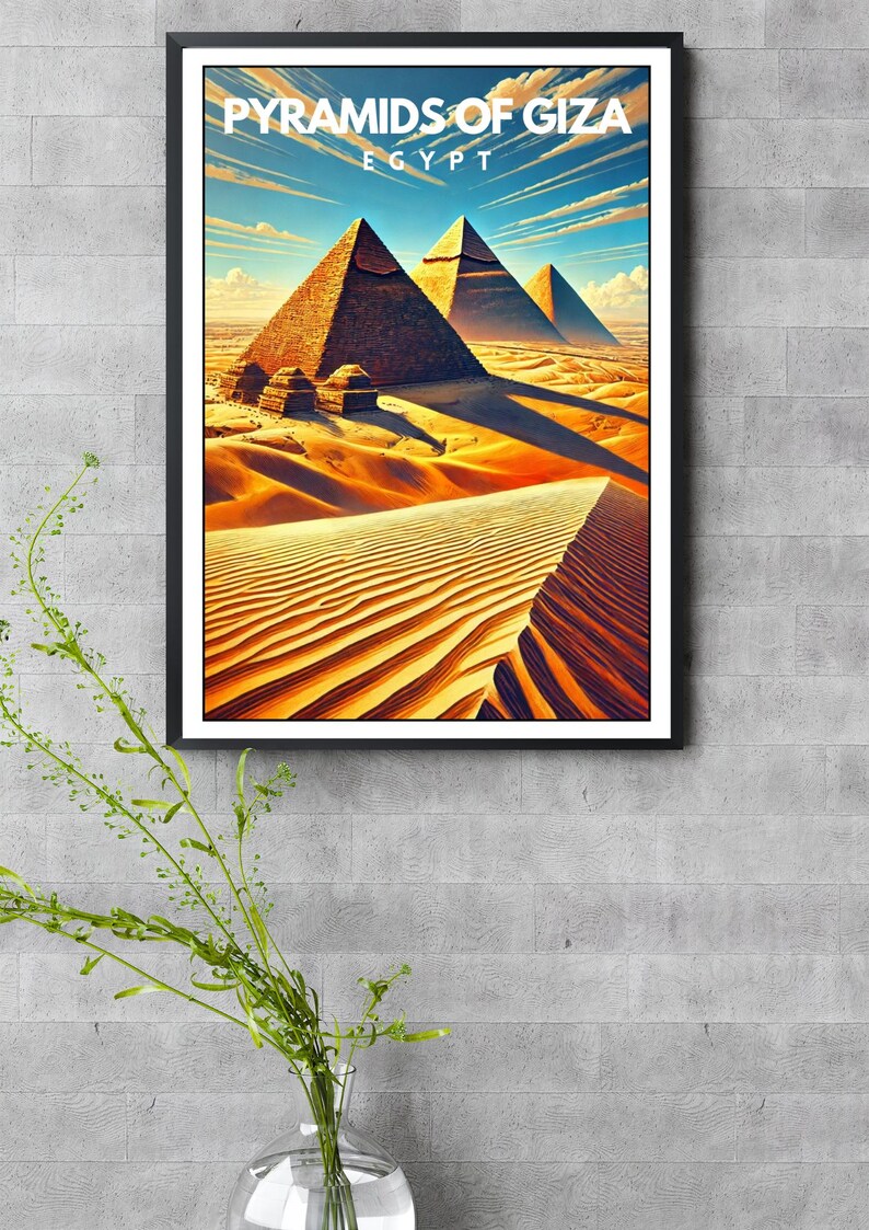 Pyramids of Giza Poster,egyptian Desert Art Print,ancient Wonders Wall ...