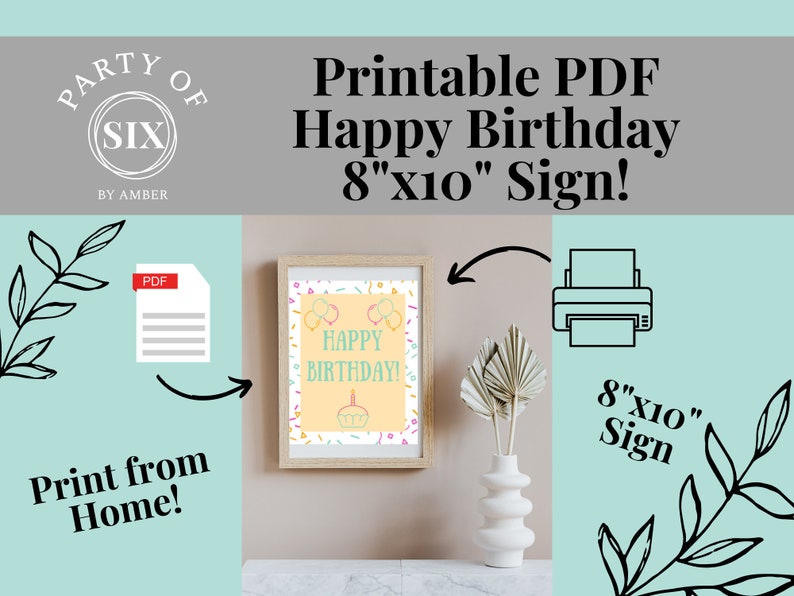 Printable Happy Birthday 8x10 Sign Instant - Etsy
