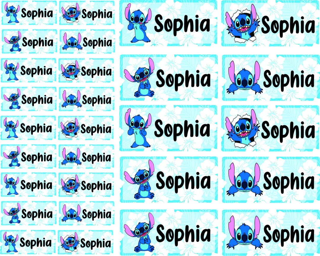 School Label Sticker Name, Custom Name Sticker, Stitch School Labels ...