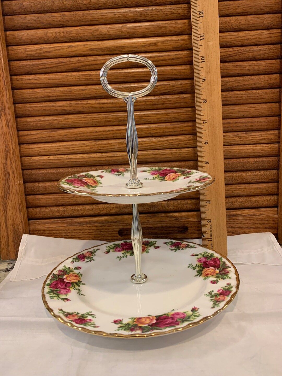 Royal Albert 2 Tier Serving Tray, Old Country Roses Bone China ...