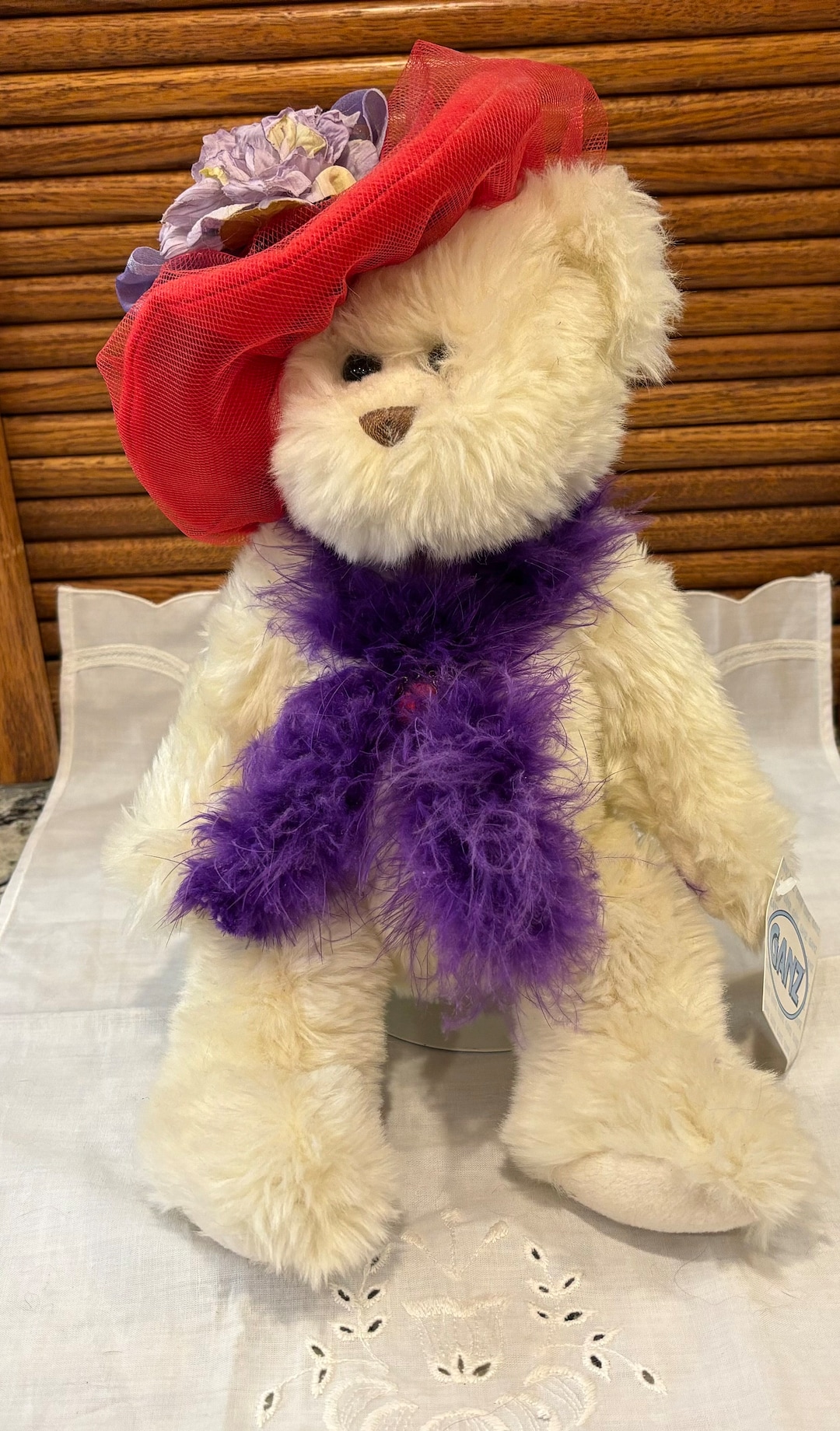 Meet Ruby. A Ganz Teddy Bear With Red Hat and Purple Boa. - Etsy