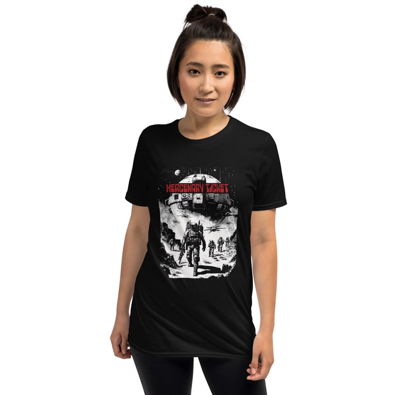 Traveller RPG Mercenary Ticket T-shirt - Black, Navy, Dark Grey - Super ...
