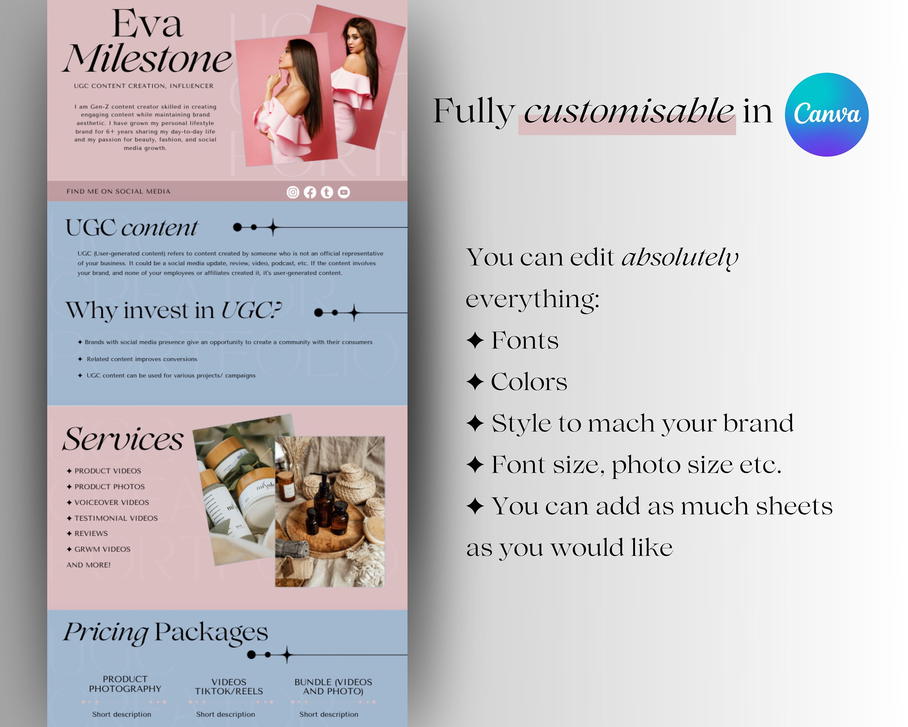 UGC Portfolio Template Canva Website UGC Creator UGC Website Content ...