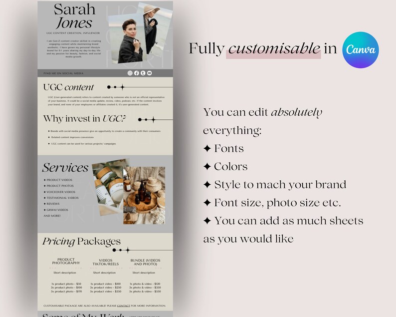 UGC Portfolio Template Canva Template Landing Page UGC Website - Etsy