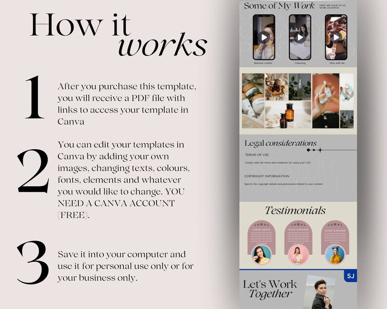 UGC Portfolio Template Canva Template Landing Page UGC Website - Etsy