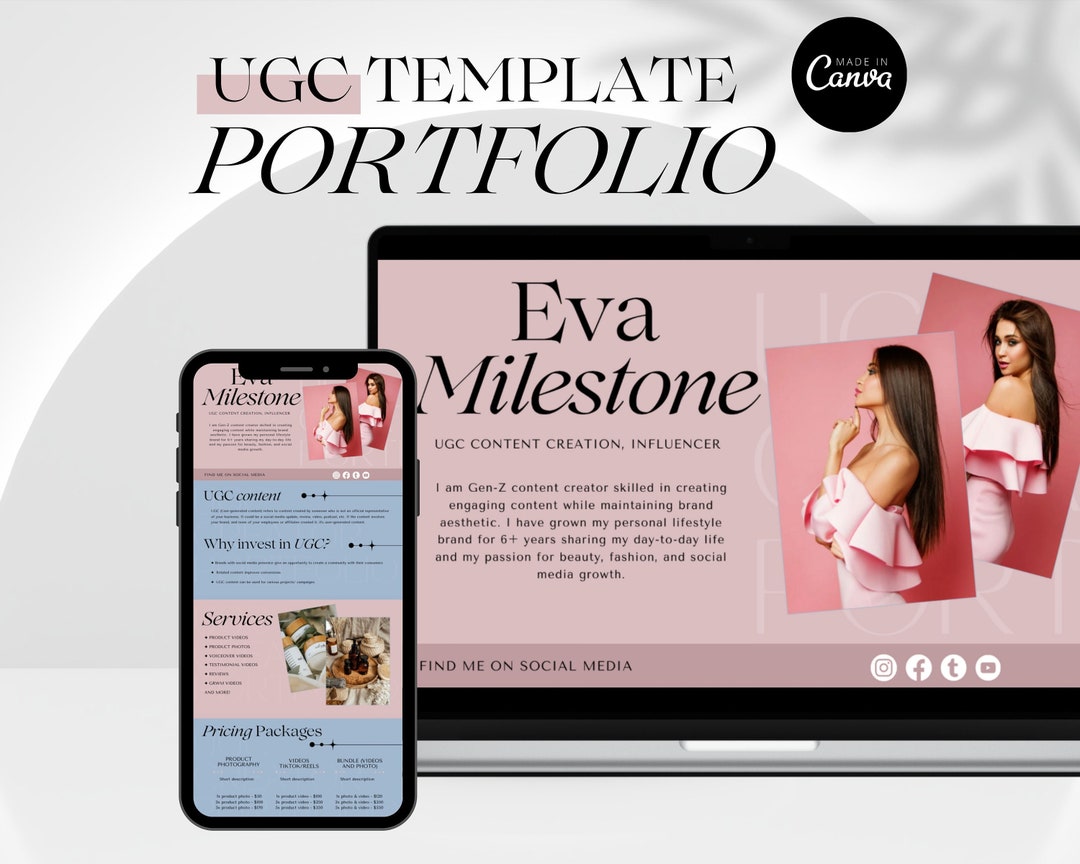 UGC Portfolio Template Canva Website UGC Creator UGC Website Content ...