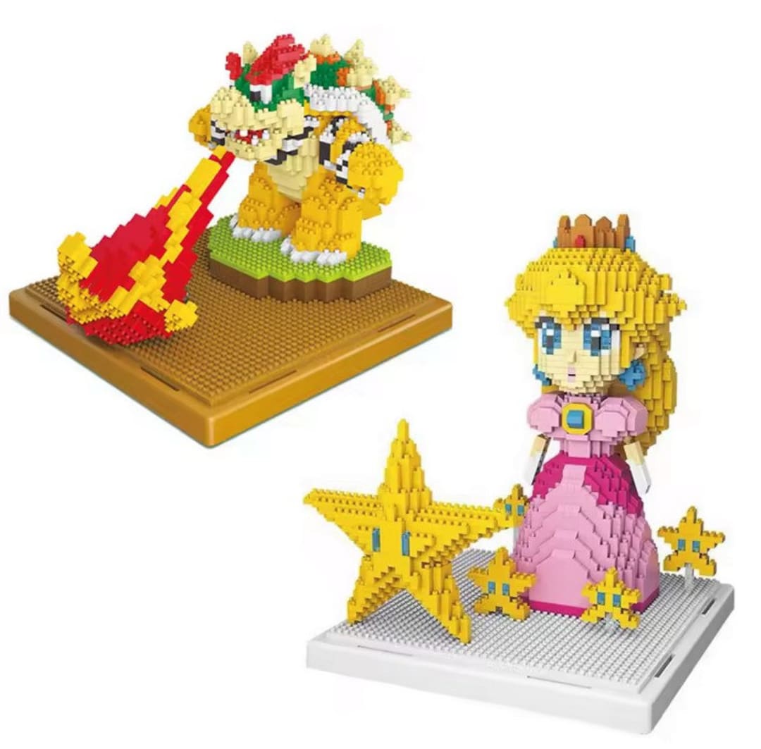 Bowser & Princess Peach Mini Blocks: Mario Micro Bricks Set - Etsy