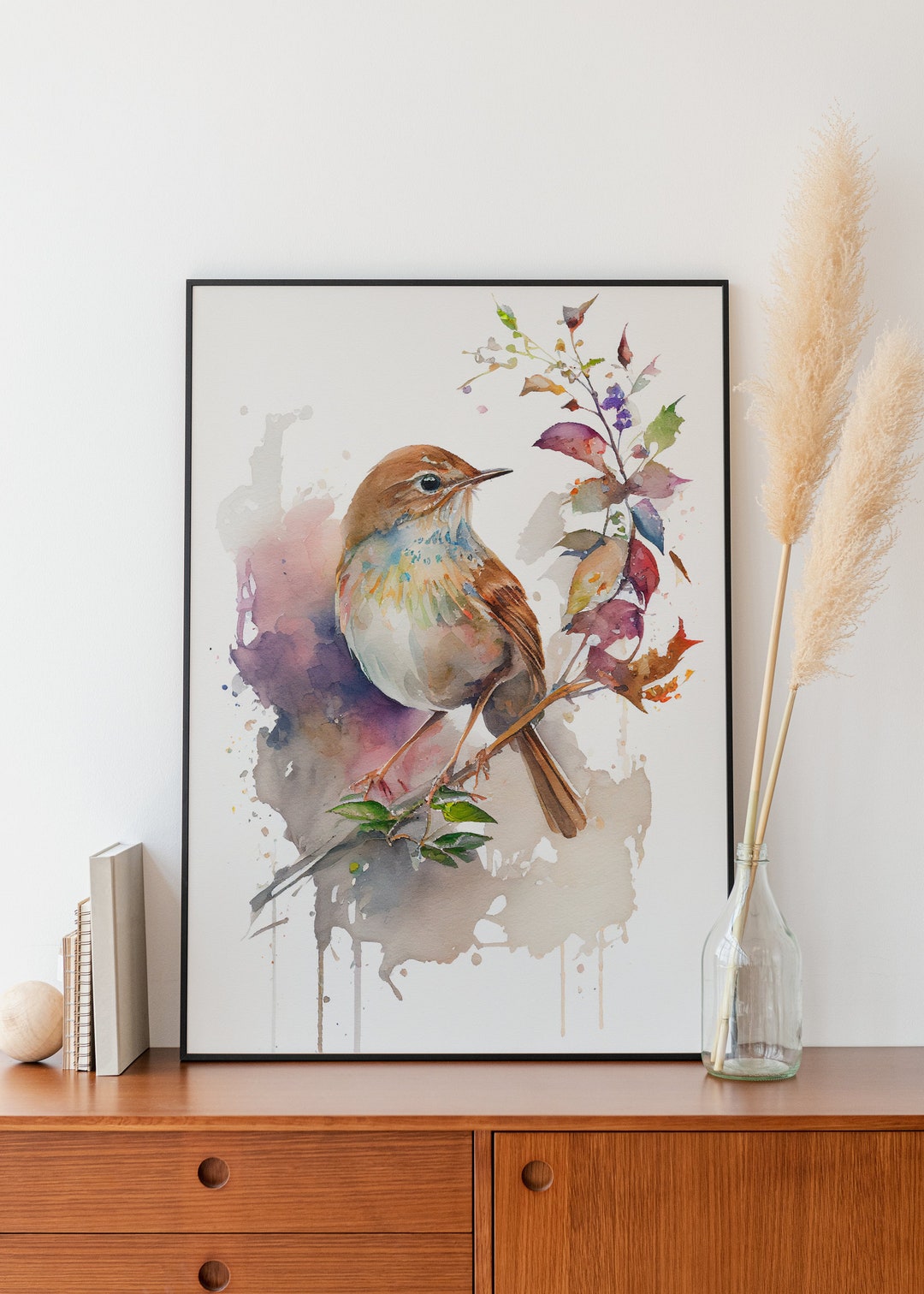 Nightingale Wall Art Watercolor Nightingale Wall Decor Airbnb Wall Art ...
