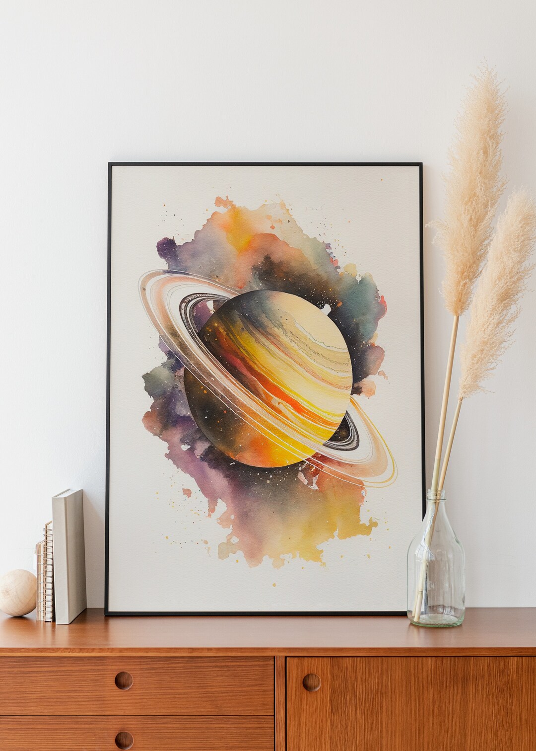 Saturn Wall Art Watercolor Saturn Wall Decor Nursery Room Decor ...