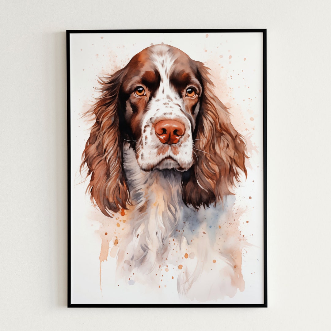 English Springer Spaniel Wall Art Watercolor English Sheepdog Wall ...