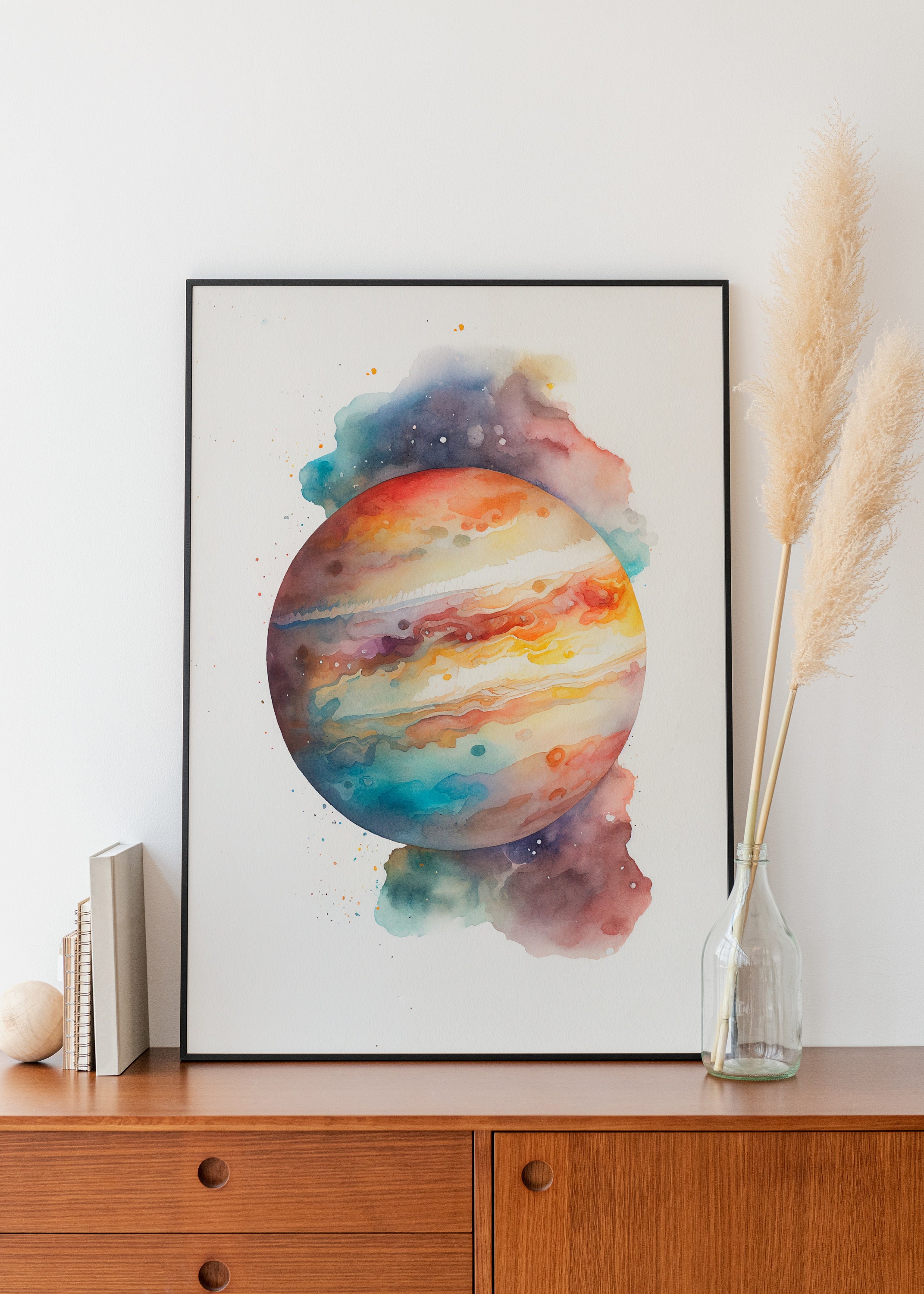 Jupiter Wall Art Watercolor Jupiter Wall Decor Astrology Wall Art ...