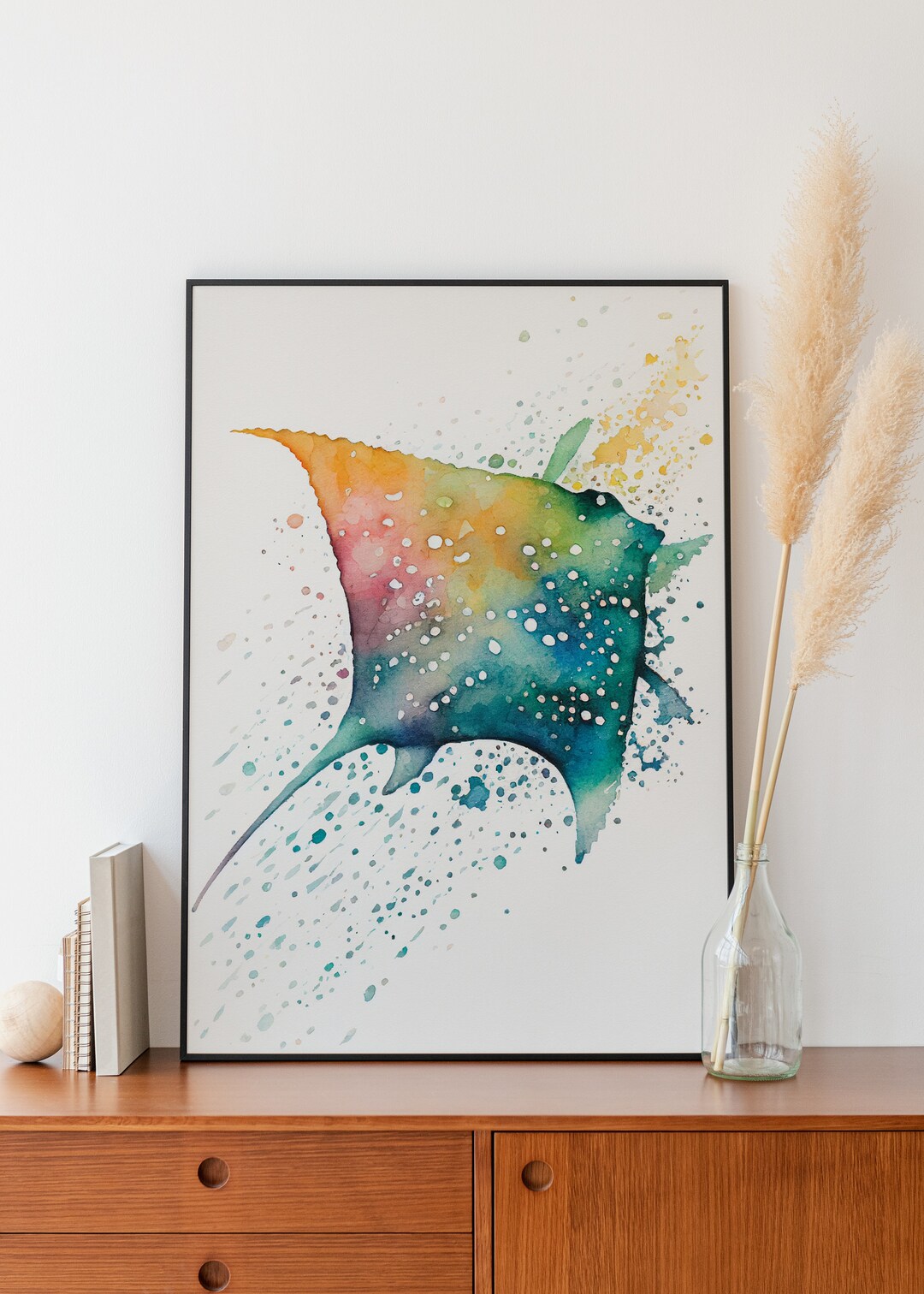 Stingray Wall Art Watercolor Stingray Wall Decor Airbnb Unique Wall Art ...