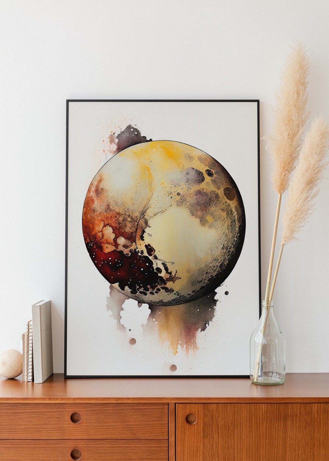 Pluto Wall Art Watercolor Pluto Wall Decor Planet Watercolor Airbnb ...