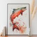Watercolor Salmon Wall Art Salmon Wall Decor Airbnb Unique Room Decor ...