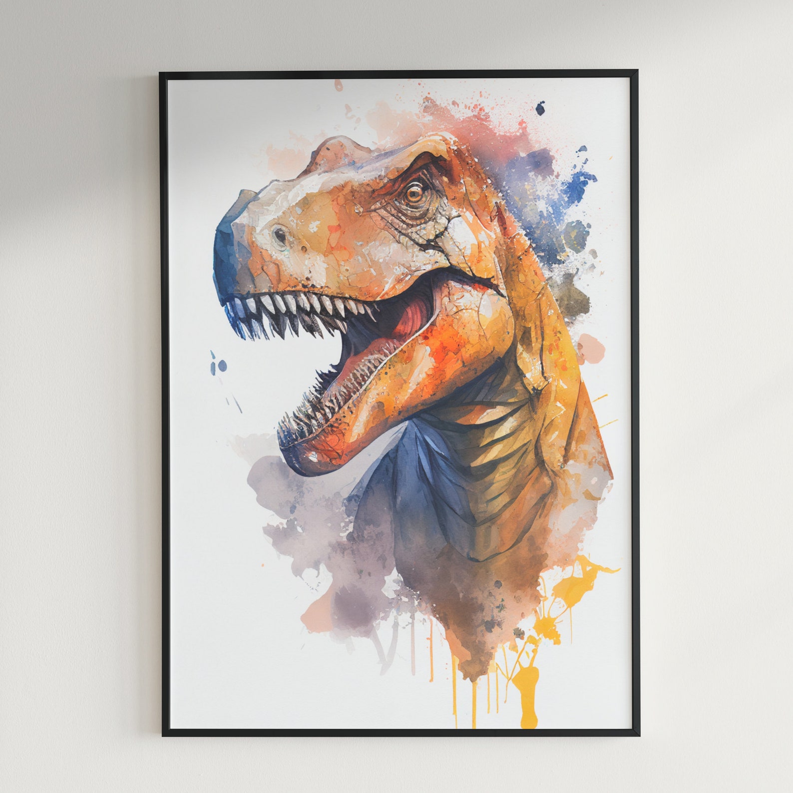 T-rex Wall Art Watercolor T-rex Wall Decor Printable T-rex Kids Room ...
