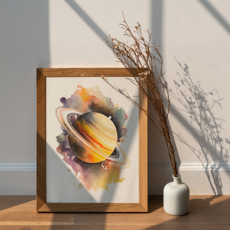 Saturn Wall Art Watercolor Saturn Wall Decor Nursery Room Decor ...