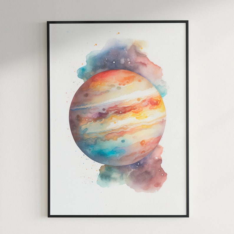 Jupiter Wall Art Watercolor Jupiter Wall Decor Astrology Wall Art ...