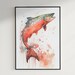 Watercolor Salmon Wall Art Salmon Wall Decor Airbnb Unique Room Decor ...