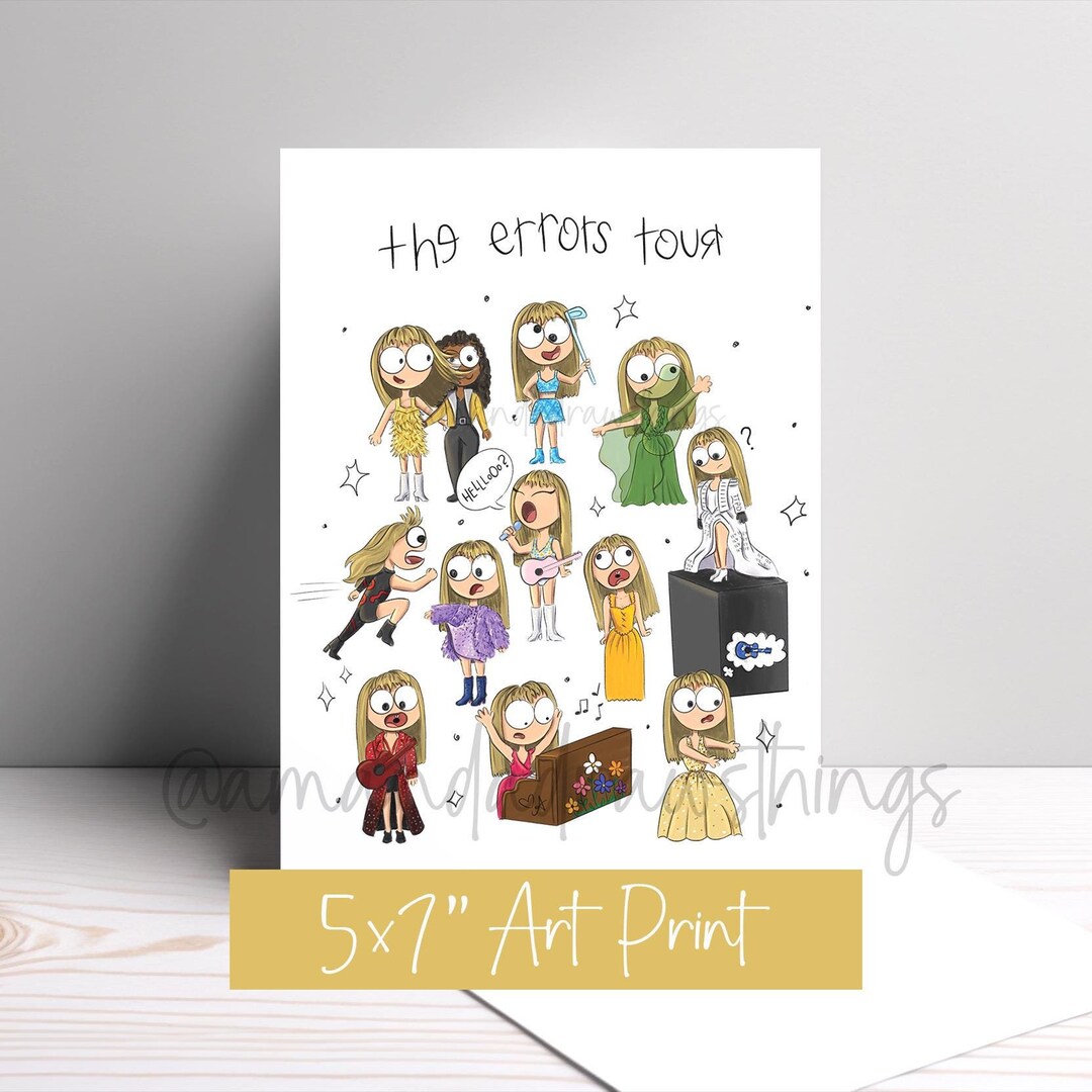 Errors Tour Doodles 5x7 Hand Drawn Outfits Fine Art Print 2024 Iconic ...