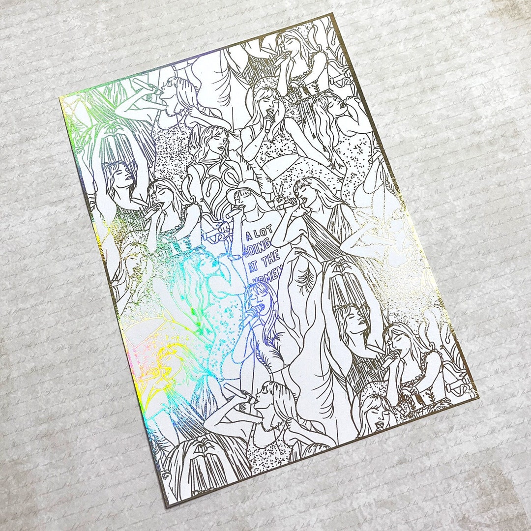 Rainbow Goil Foil Taylor Pattern 5x7 Hand Drawn Art Print - Etsy